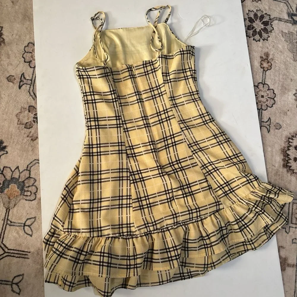 Altar'd State | Dresses | Altard State Yellow Checkered Mini Dress ...